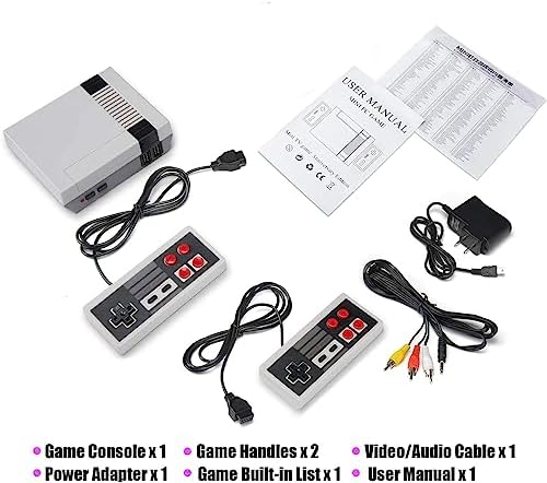 Retro Game Console – Classic Mini Retro Game System Built-in 620 Games and 2 Controllers, 8-Bit ...